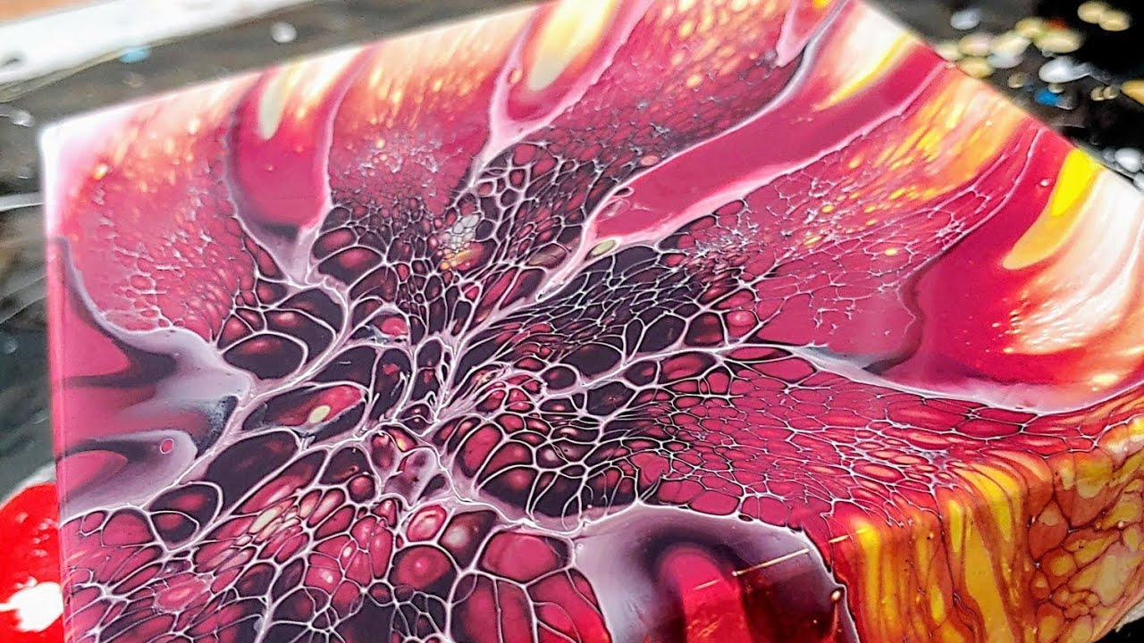 #67 The Flaming Shelee Art Bloom Technique | Fluid Art Acrylic Pouring ...