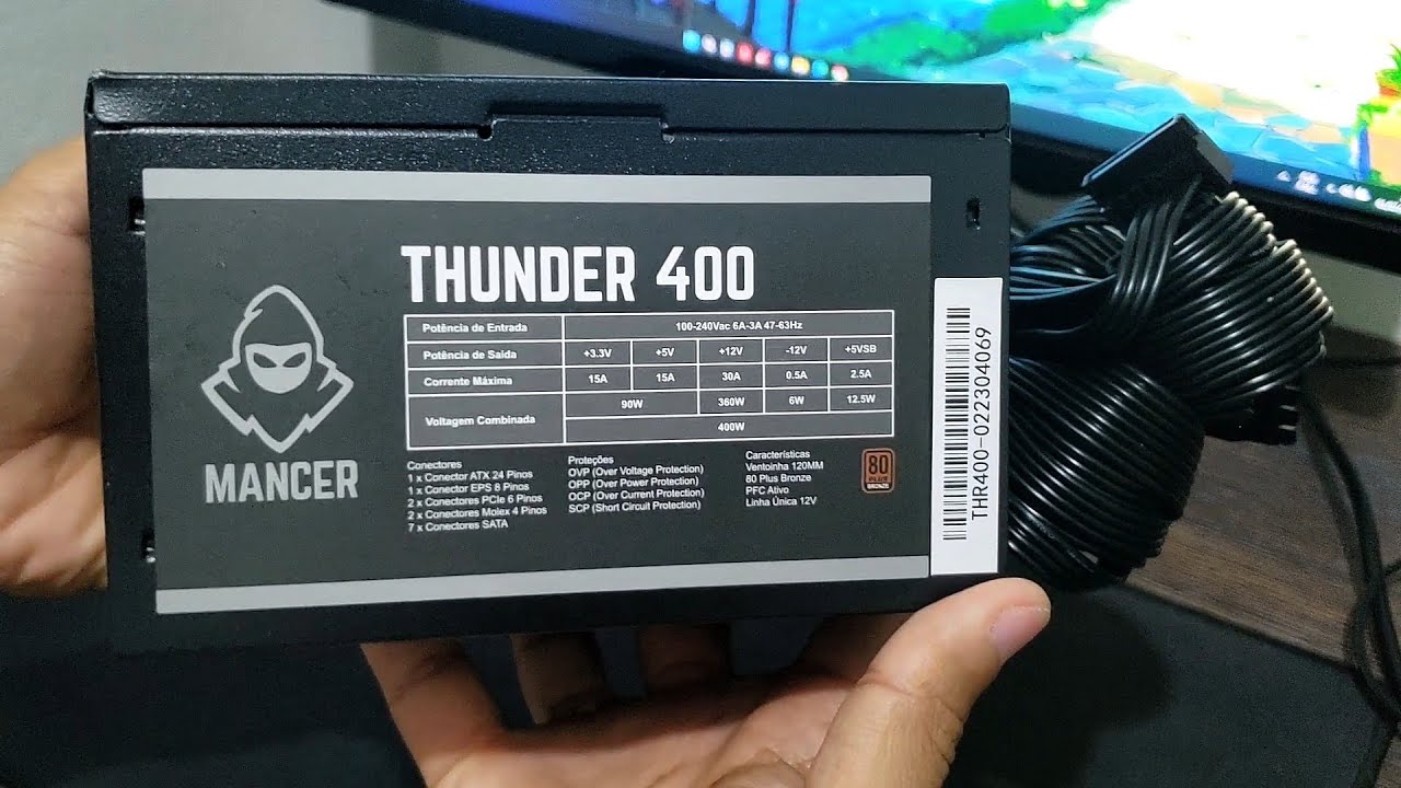 FONTE MANCER THUNDER 400W, UNBOXING E PRIMEIRAS IMPRESSÕES - YouTube