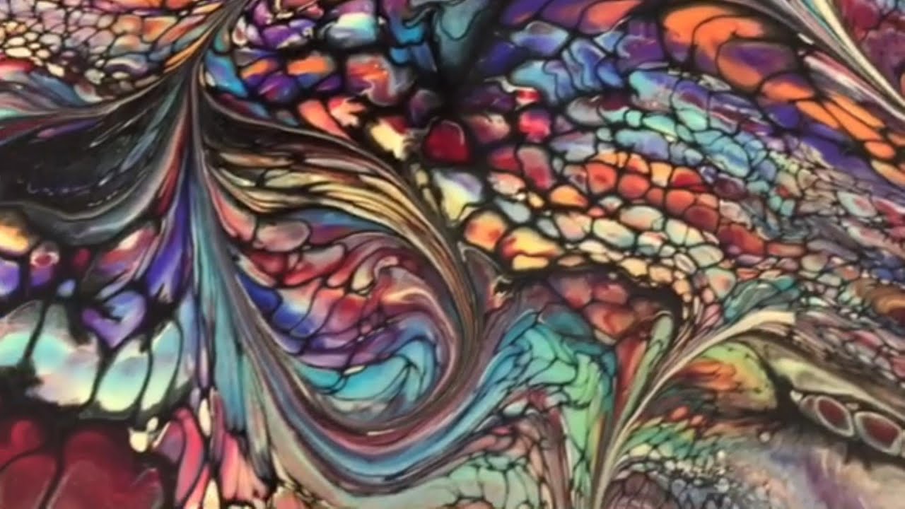 #435 Stunning "Stained Glass" TABLE TOP Acrylic Pour - YouTube