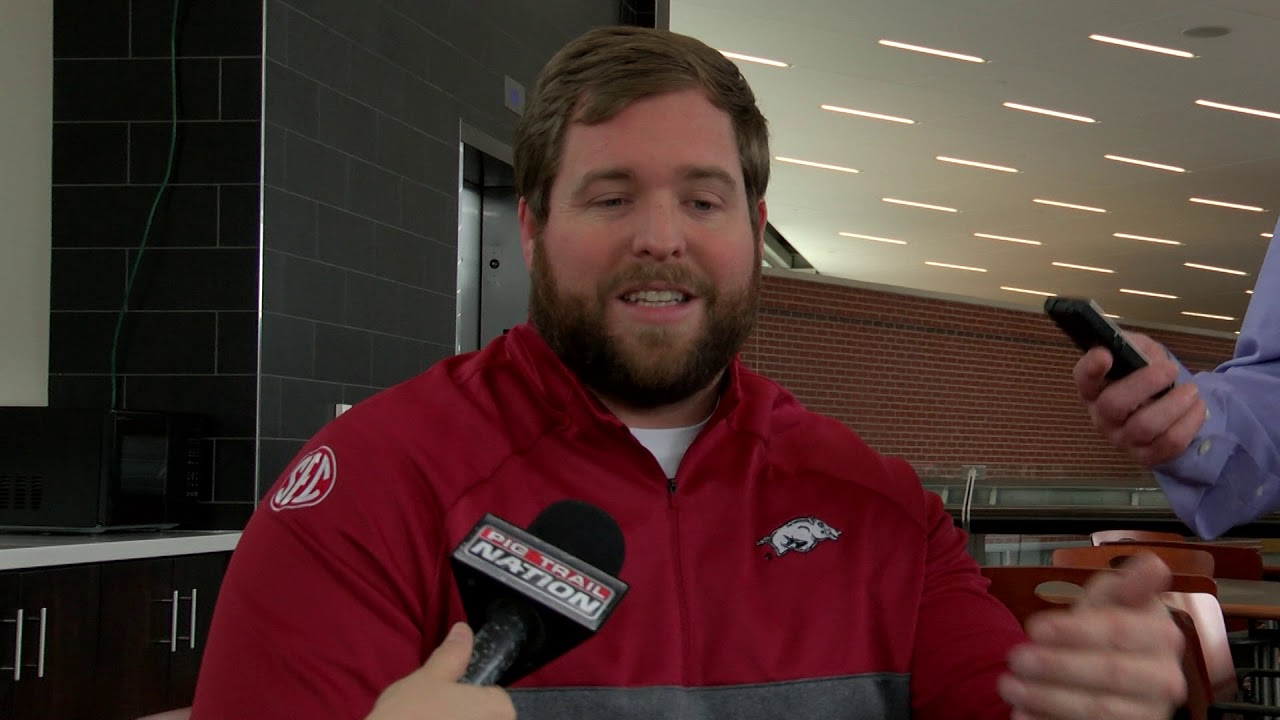 Arkansas offensive line Coach Dustin Fry Interview 2-21-19 - YouTube