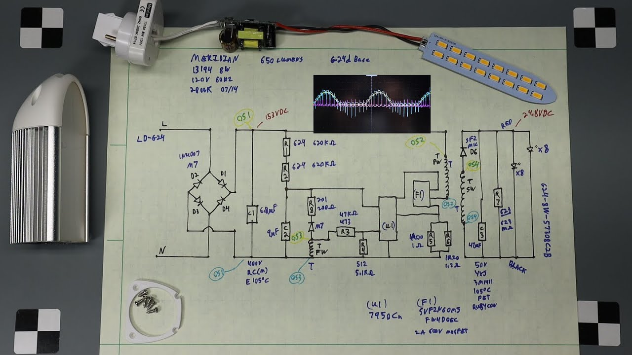 Teardown Meridian LED bulb with schematic, with useless heatsink? - YouTube