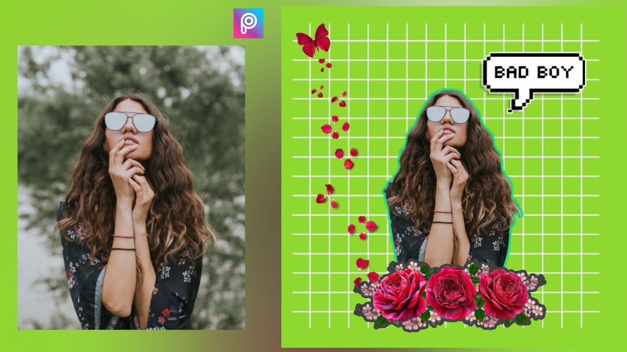 Cara Mengedit Foto Di PicsArt Dengan Baghround Bunga - YouTube