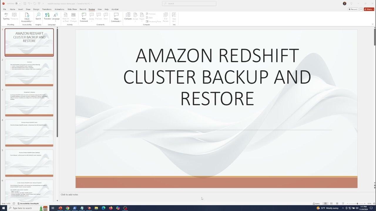 Amazon Redshift Cluster Backup And Restore Using AWS CLI Commands - YouTube