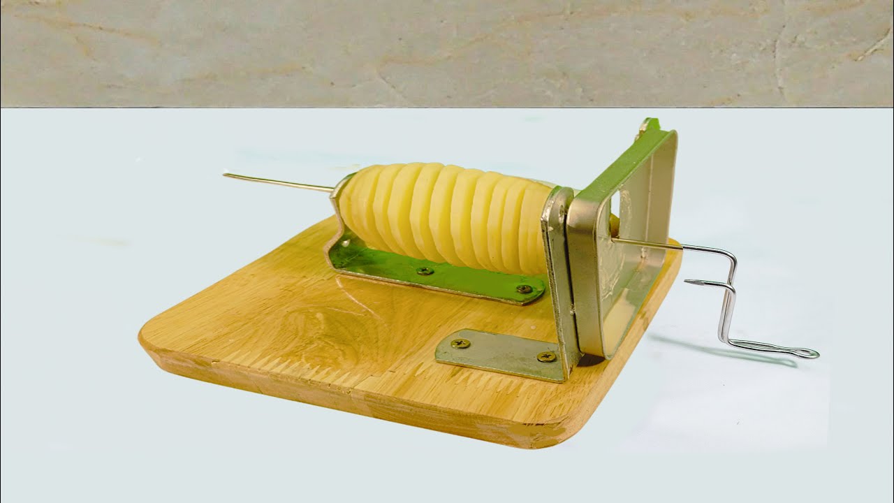 How to Make a Spring Shaped Potato Cutter || DIY Spiral Potato Cutter ...