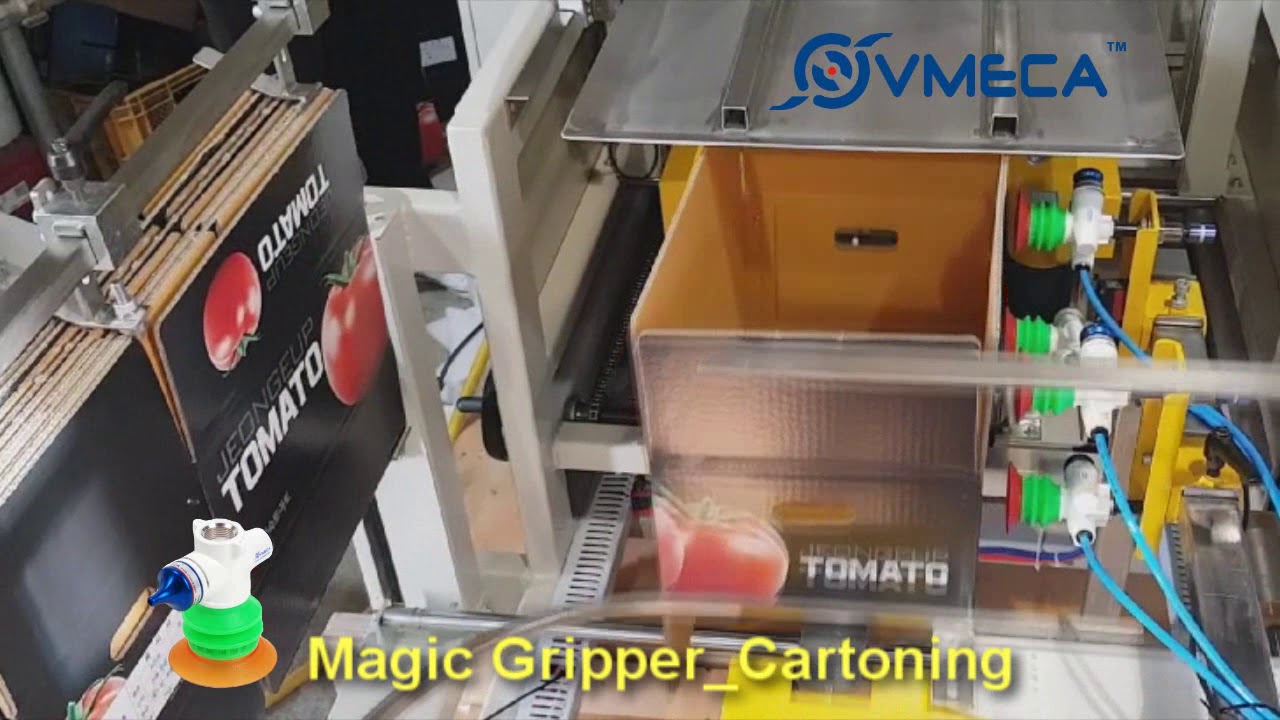 Box/Case Erecting Machine with VMECA Vacuum Solution: Magic Gripper ...