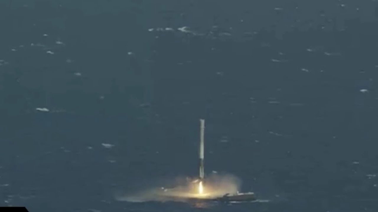 Falcon 9 first stage landing, April 2016 (close-up & slow motion) - YouTube