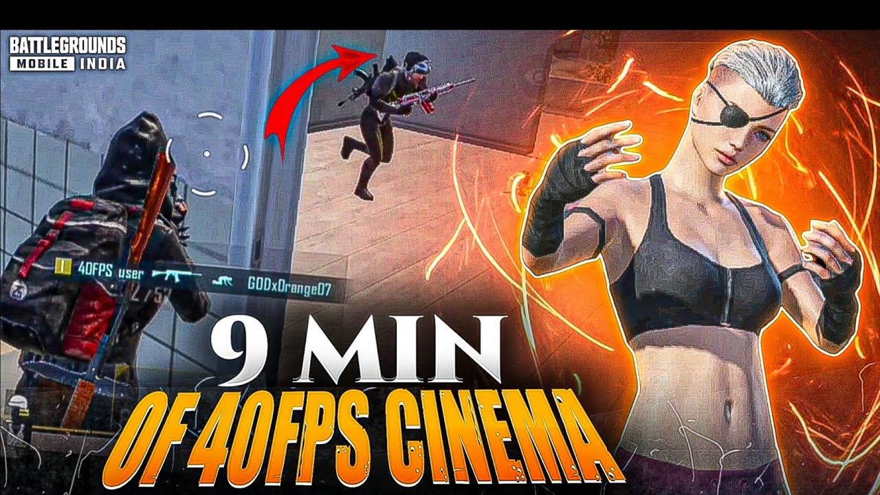 9 Min of 40fps Cinema🎥| 3 Finger + Gyroscope 40FPS | 1v4 Clutches BGMI ...