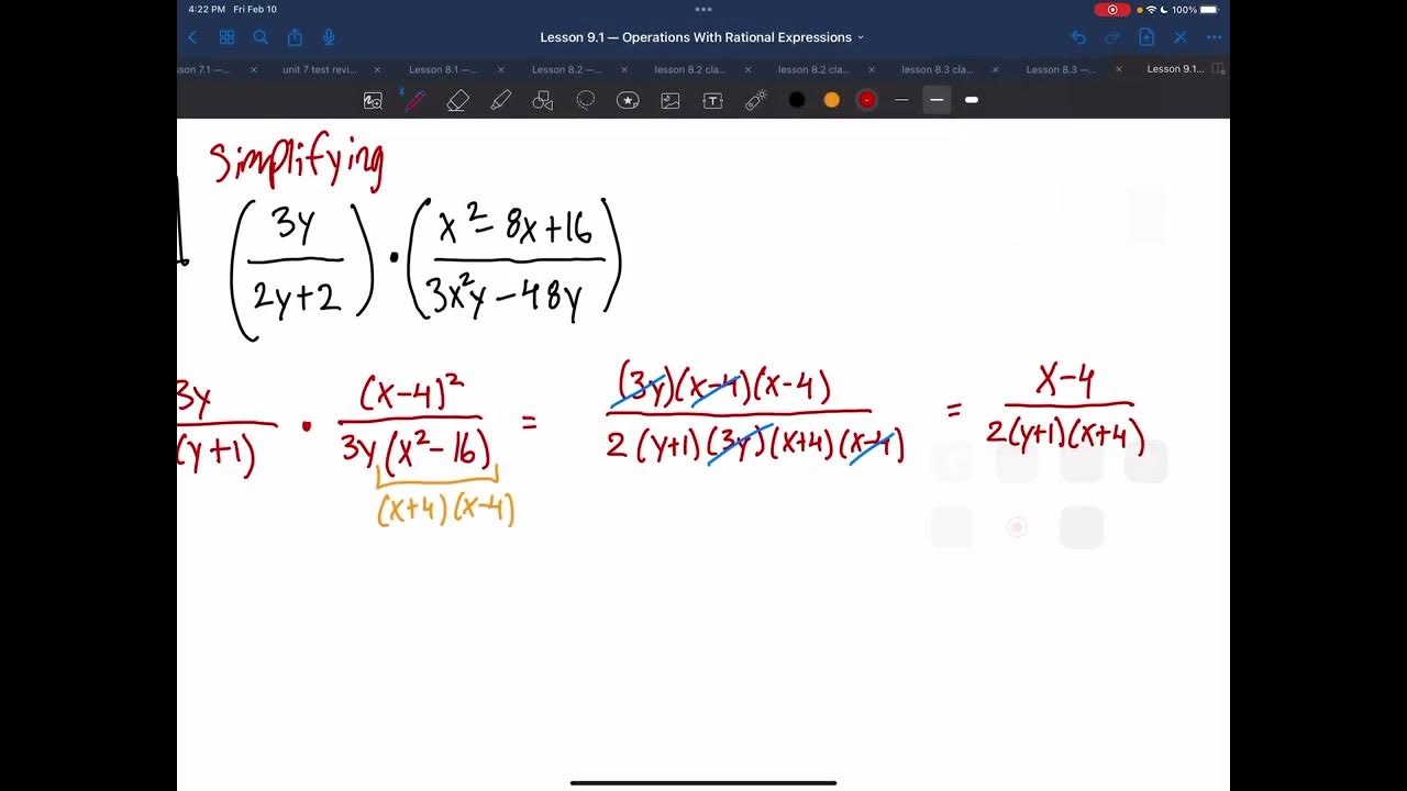 Algebra II: Lesson 9.1 — Operations with Rational Expressions - YouTube