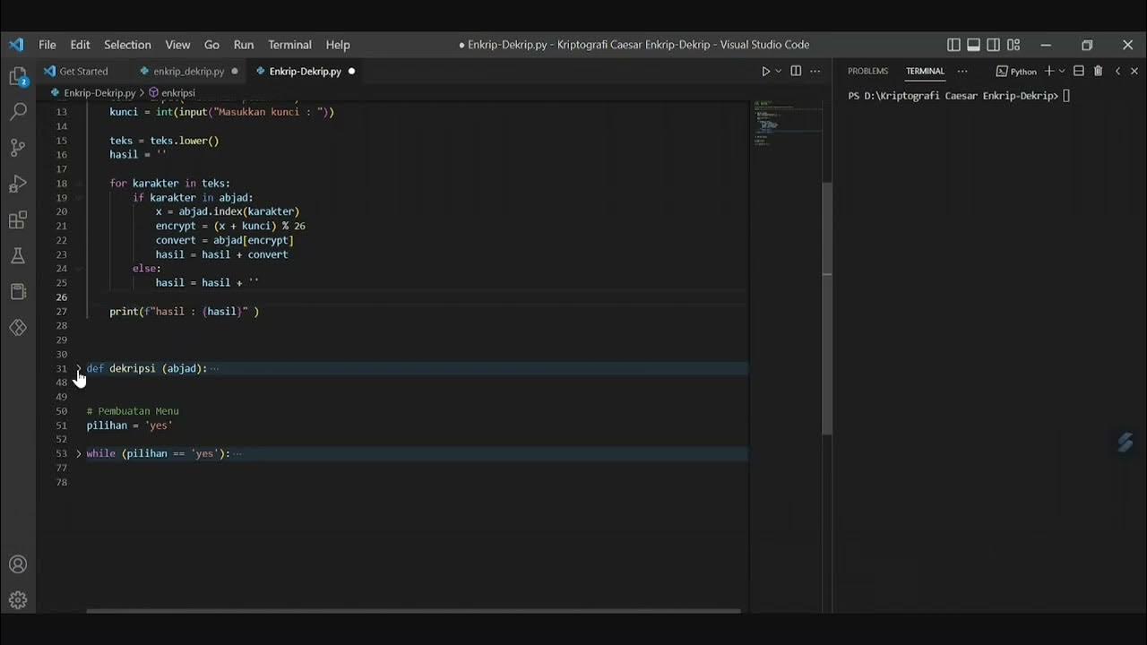 Program Enkripsi Dekripsi dengam Metode Kriptografi Caesar - YouTube