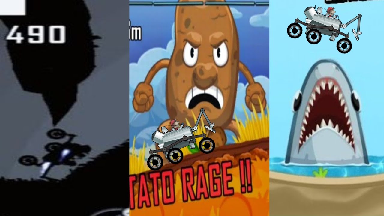 POTATO MAN VS RAGNAROK MONSTER VS SHARK|Hill climb racing|All monsters ...