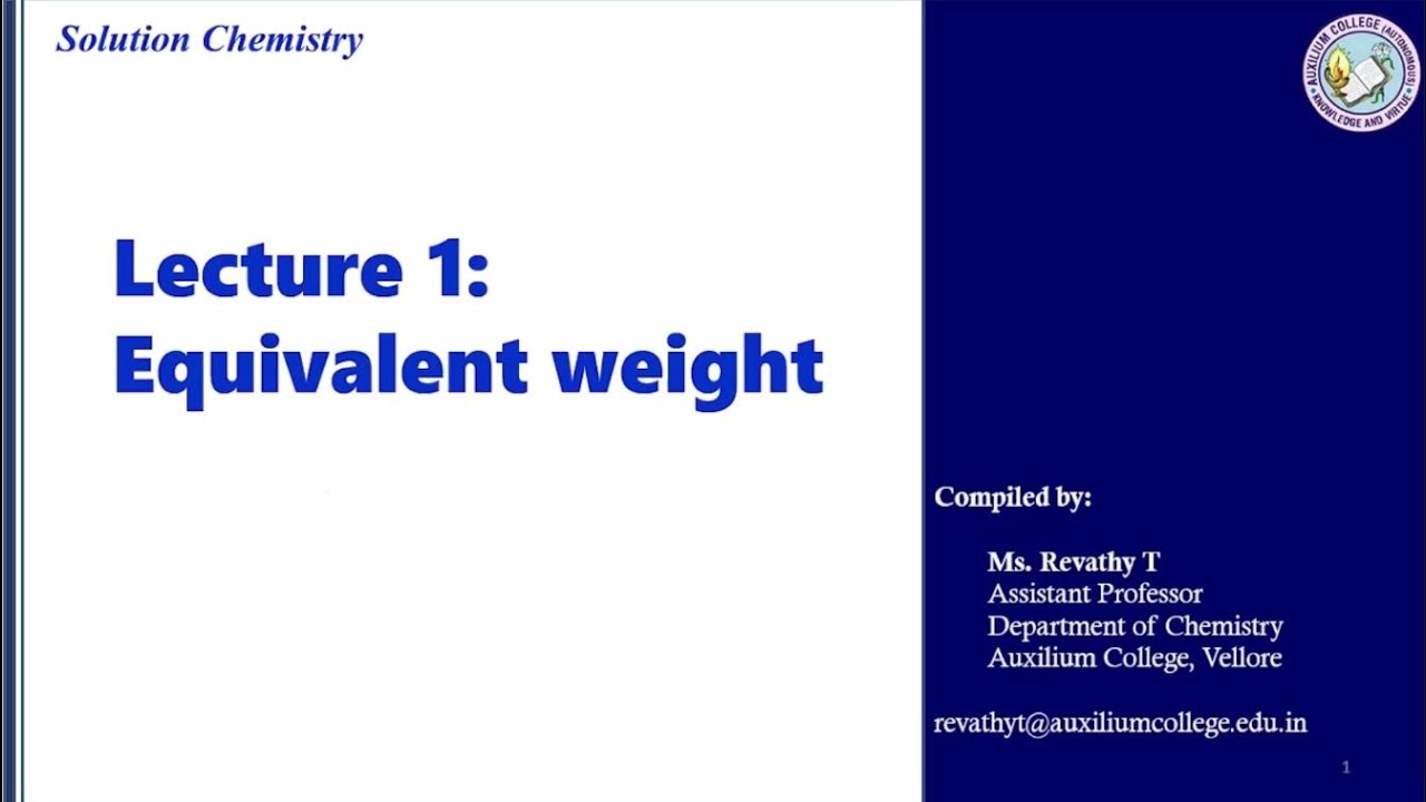 Calculation of Equivalent weight - YouTube