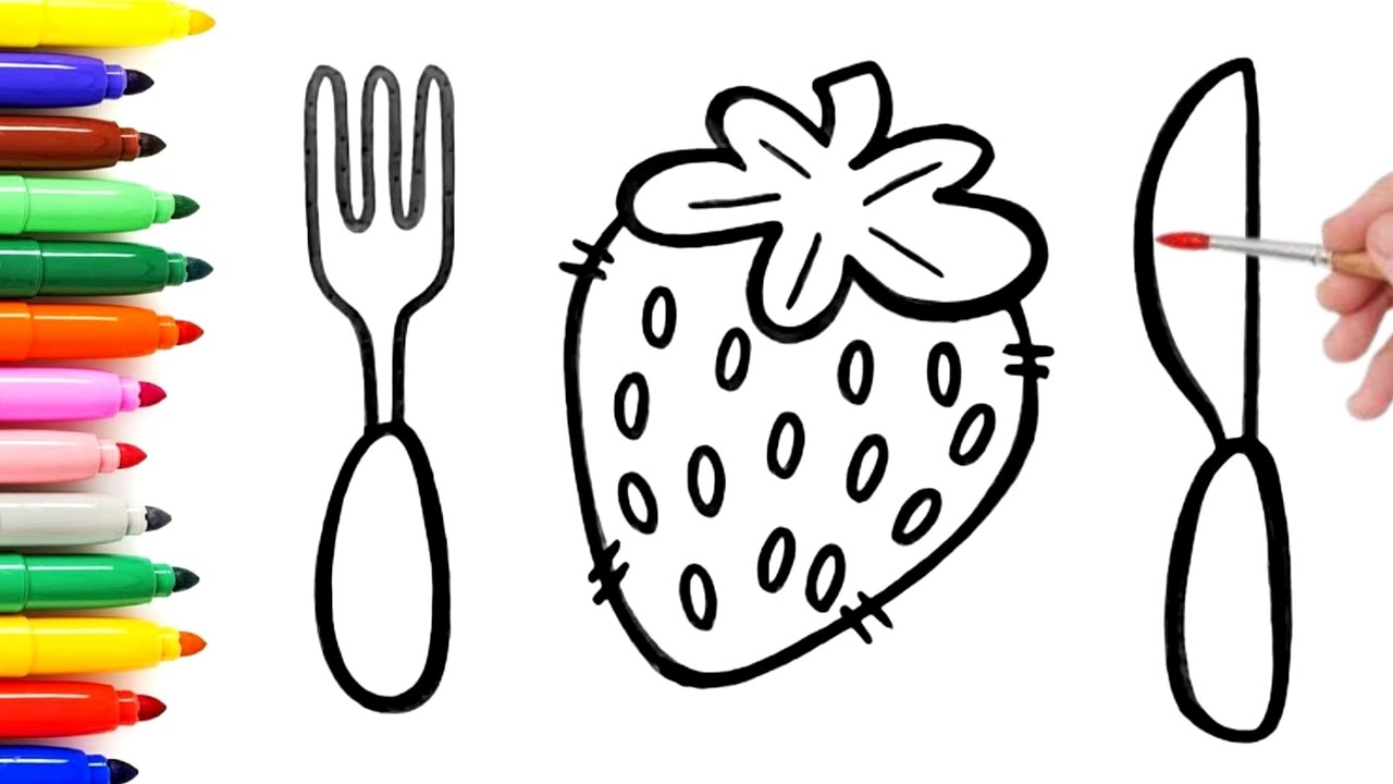 How to Draw Easy Meal Drawing, Painting, Coloring For Kids | Strawberry ...