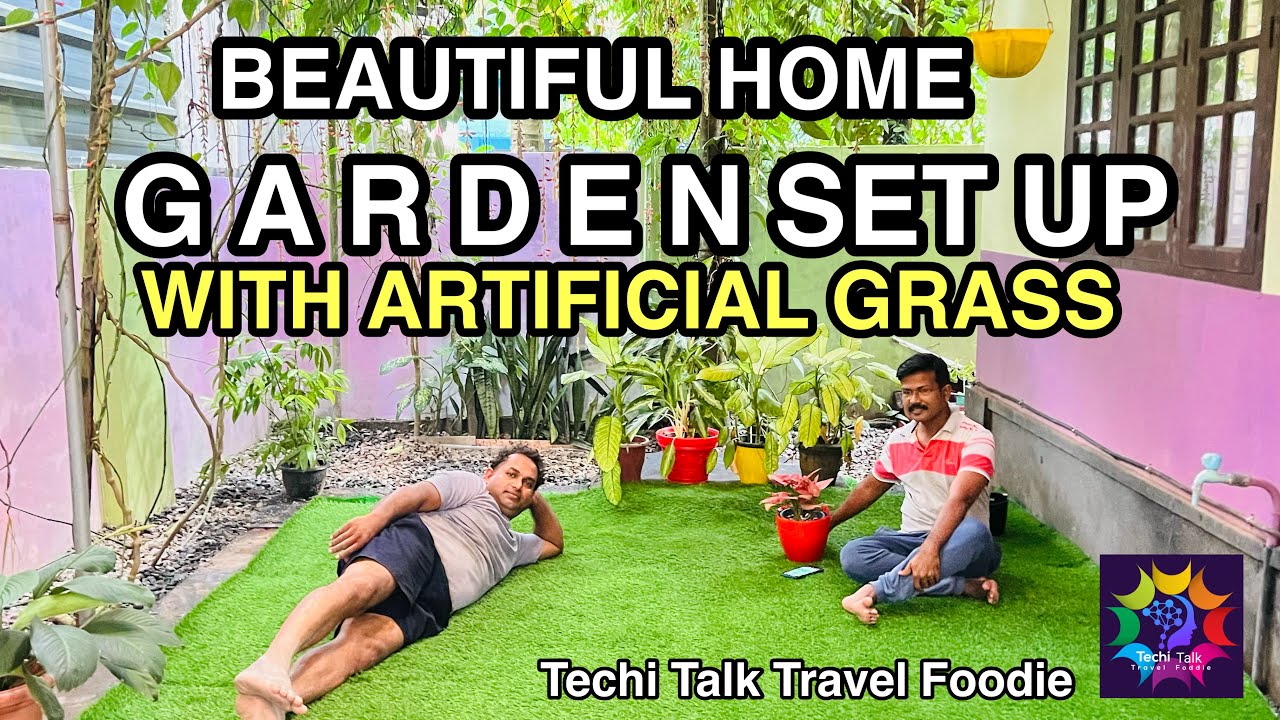 Beautiful Home Garden Setup with Artificial Grass | lawn set up | home ...