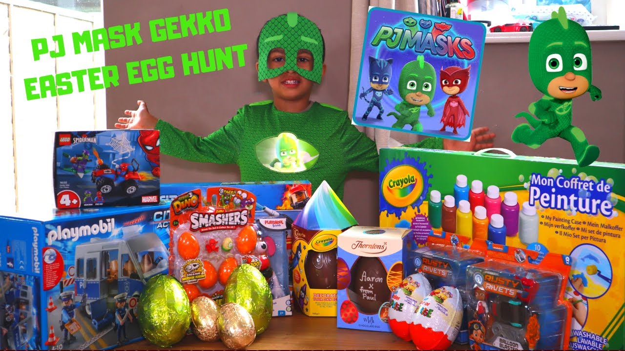 PJ MASK GEKKO EASTER EGG HUNT - YouTube