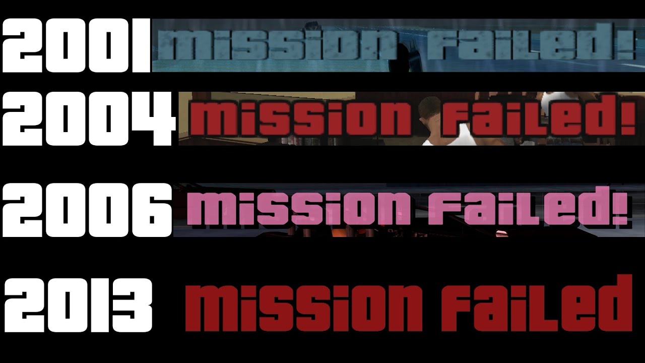 EVOLUTION OF MISSION FAILED IN GTA GAMES!| 2001-2013 | ALPHAX98 - YouTube