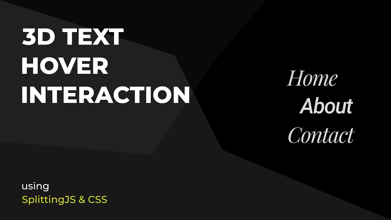 3D Text Hover Interaction using minimal JS & CSS - YouTube
