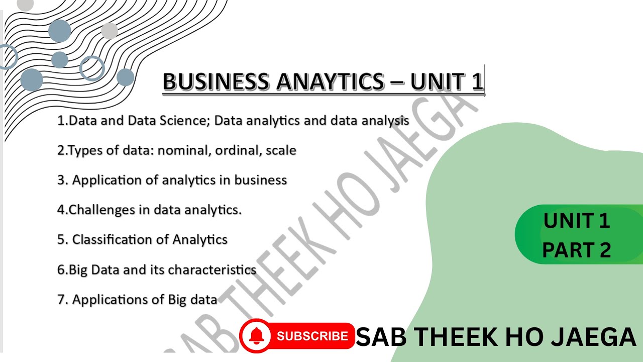 BUSINESS ANALYTICS - UNIT 1-PART 2 -CLASSIFICATION OF DATA-DU-BCOM - YouTube