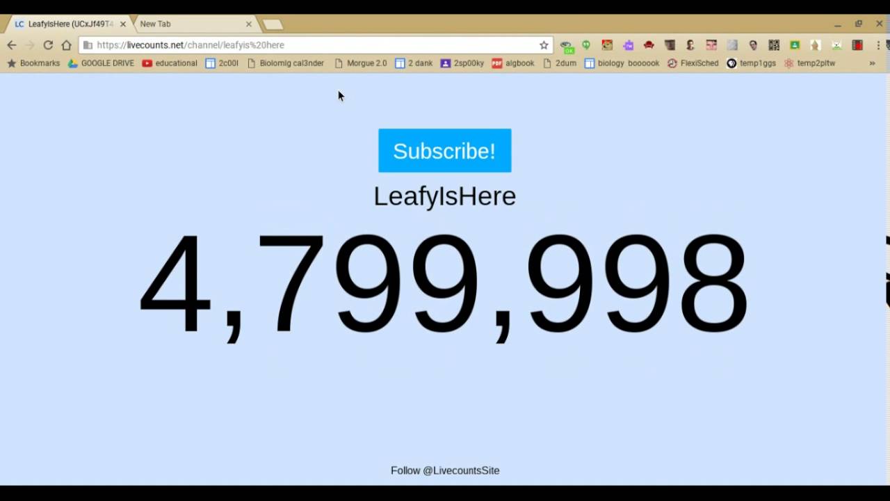 LeafyIsHere's sub count dropping from 4.8 million - YouTube