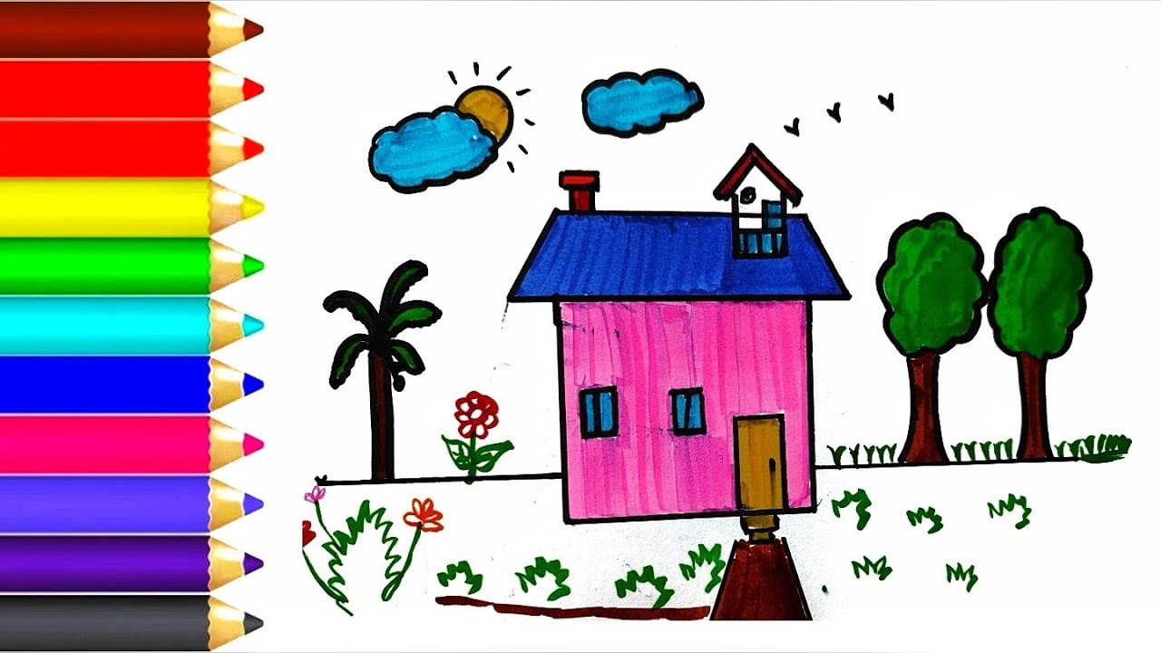 House Drawing for kids/ Easy step by step Yaskidsdrawing/ kids hub ...