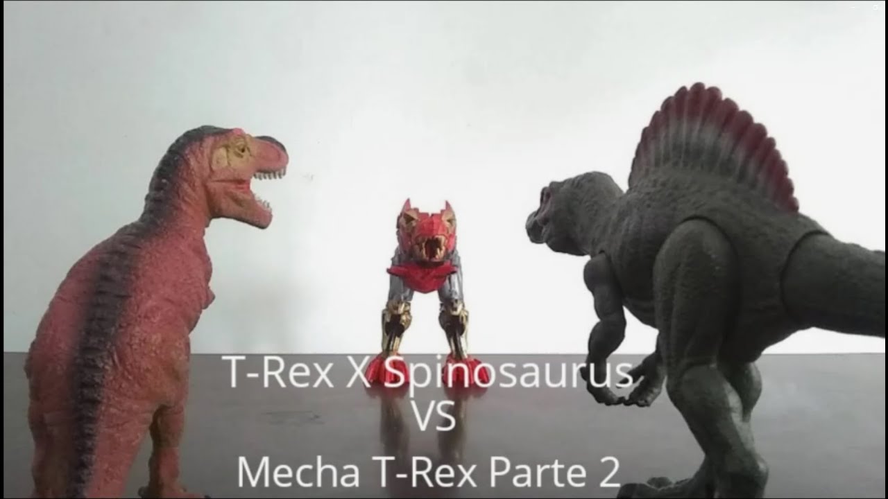 T-rex X Spinosaurus VS Mecha T-rex (Grimlock) Stop motion #dinosaurios ...