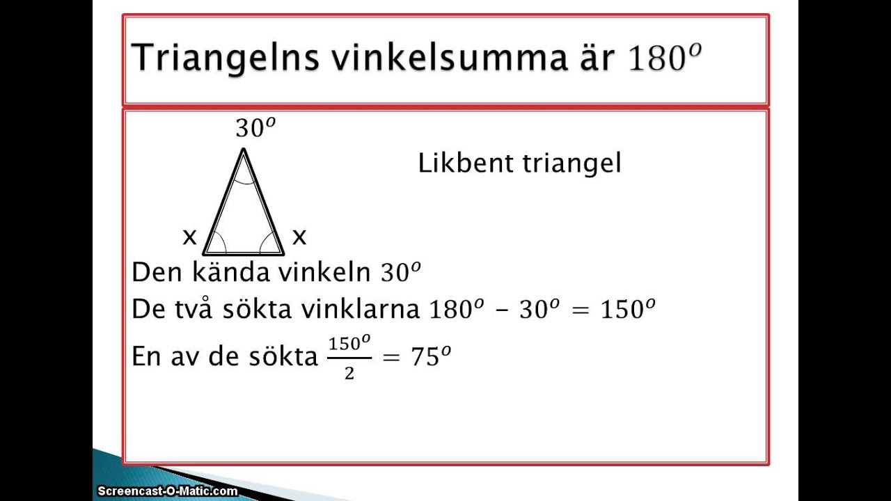 trianglar, omkrets, area och vinkelsumma - YouTube