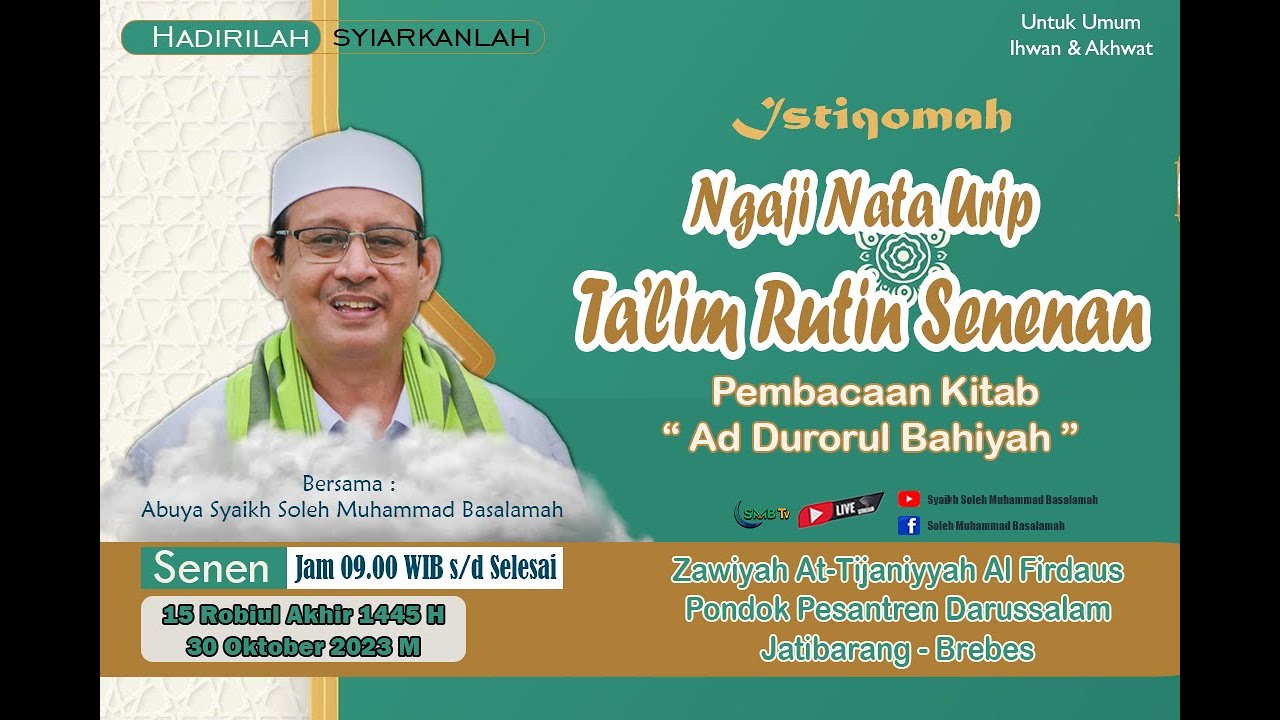 LIVE RUTINAN NGAJI NATA URIP SETIAP HARI SENIN | ABUYA SYAIKH SOLEH ...