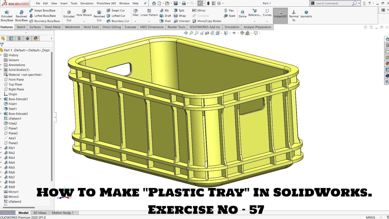 How To Make ''Plastic Tray'' In SolidWorks Exercise No 57 - YouTube