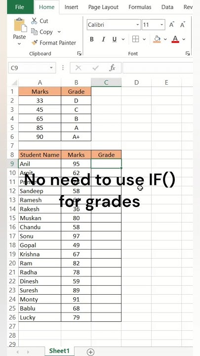 Shortcut Trick To Give Grades In Excelmsoffice Microsoftexcel Dataentry Excel
