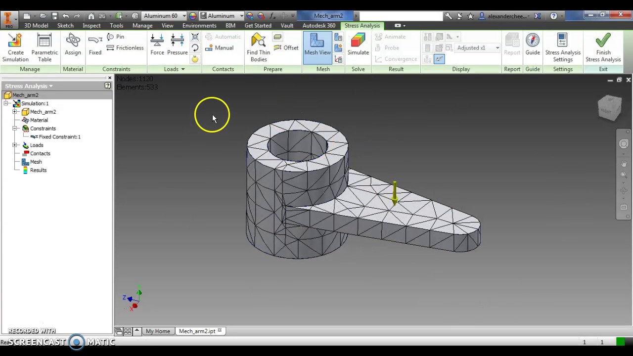 Autodesk Inventor 2014 Stress Analysis - YouTube