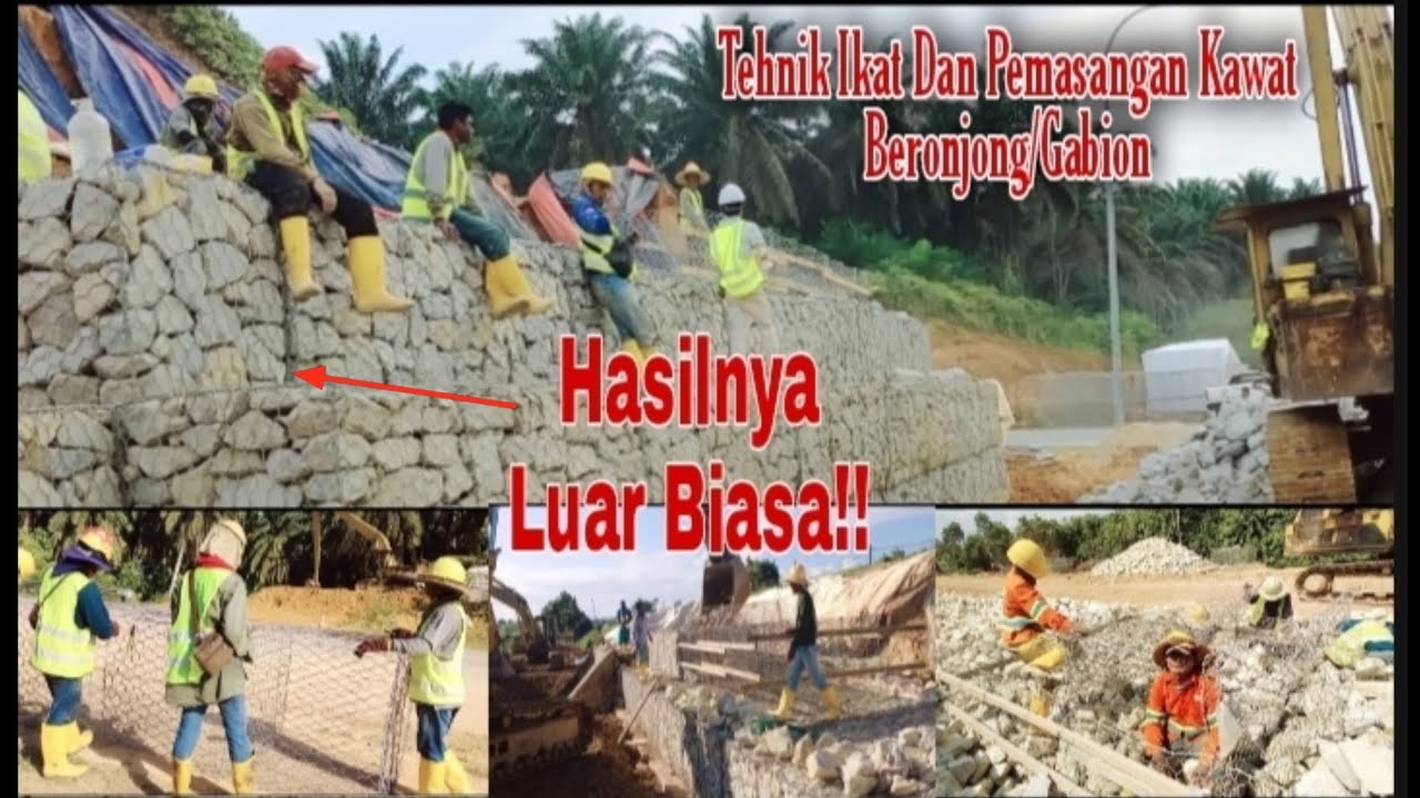 TEKNIK PEMASANGAN KAWAT BRONJONG/GABION SAMPAI PENYUSUNAN BATU - YouTube