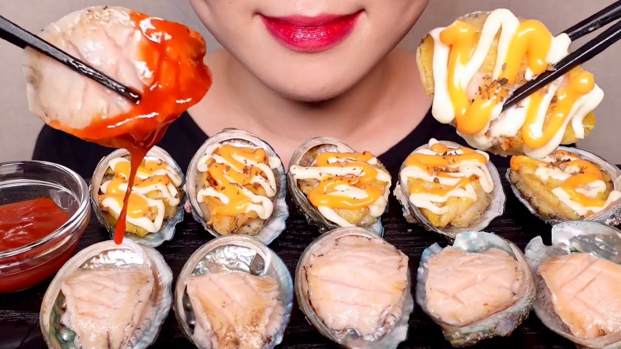 RAW ABALONE & BUTTERED ABALONE 전복회 & 전복버터구이 리얼사운드 먹방 EATING SOUND ...