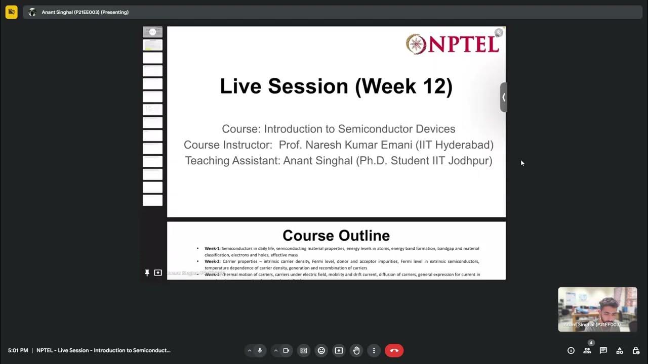 noc24 EE99 - Introduction to Semiconductor Devices - NPTEL - Week 12 - YouTube