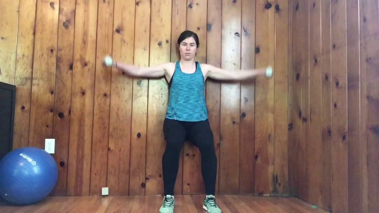 Wall Sit with Lateral Raise - YouTube