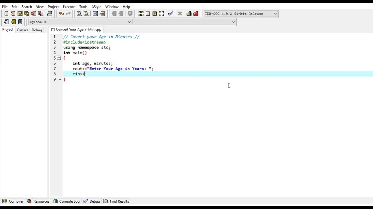 Convert Your Age in Minutes in C++ | Convert your age in min #age #cpp ...