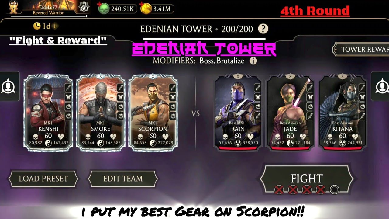 Mk Mobile. Edenian Tower (Normal) Final Bosses 4th Round Fight & Reward ...