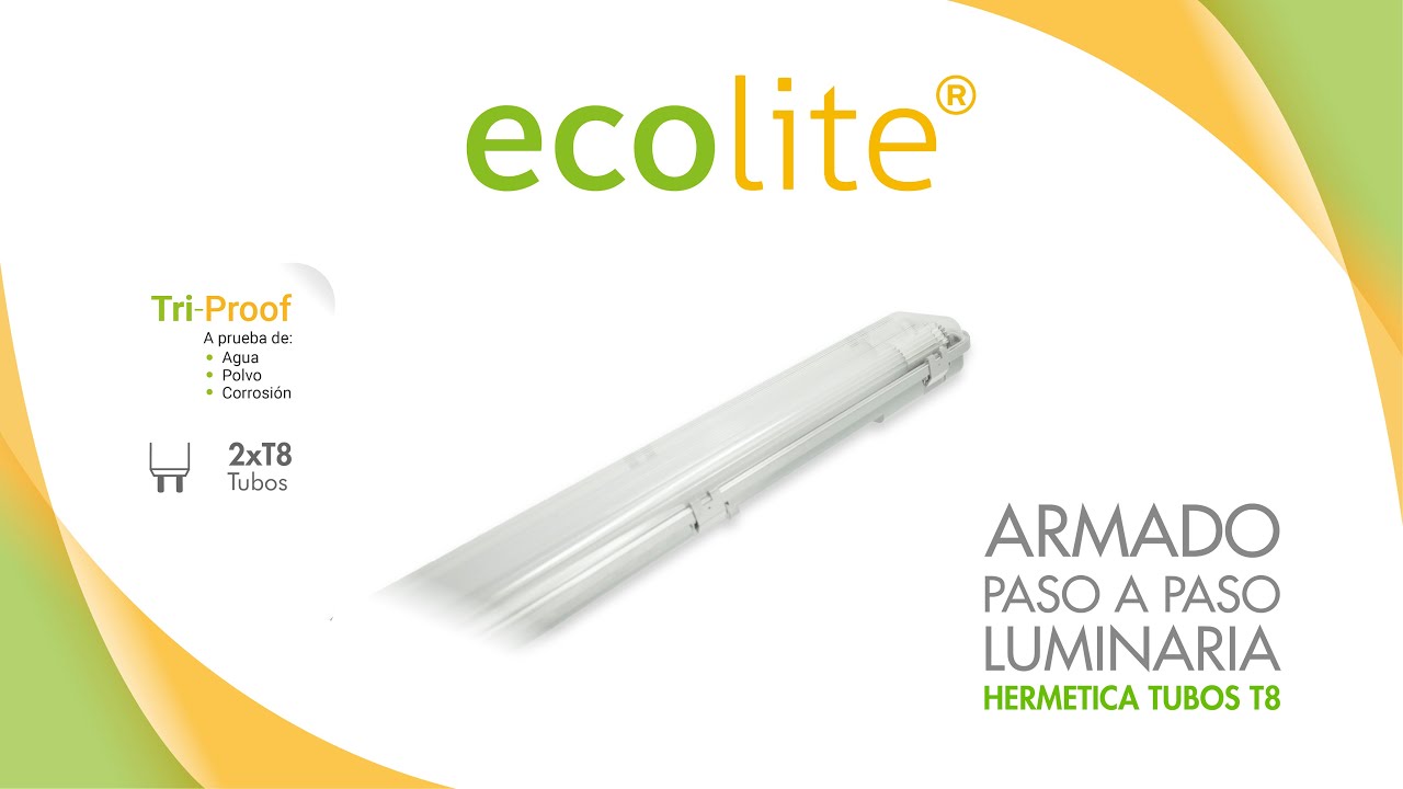 LUMINARIA HERMÉTICA PARA TUBO DE 18W (Instalación Sobrepuesta y ...