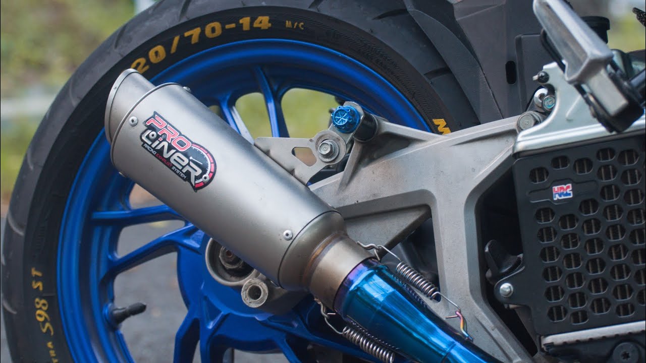 KNALPOT PROLINER TR-1 R SHORT WITH HEADER BLUE BENDING VARIO 150 NEW ...
