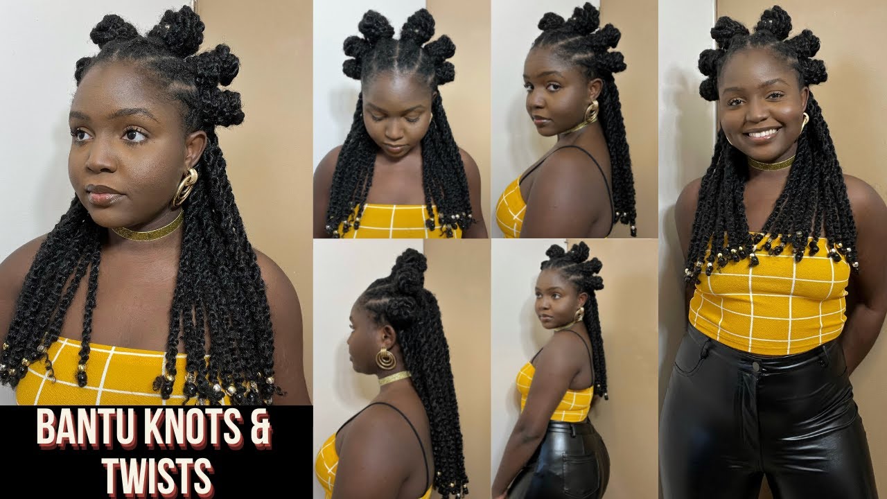 Quick & Easy Bantu knot and twist hairstyle - YouTube