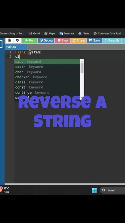 Reverse A String In C# || @TechCodeHub #shorts #viral #trending #coding ...