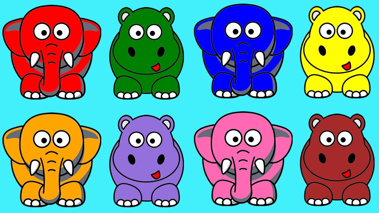 Learn Colors for Children with Hippo and Elephant Fun Educational ...