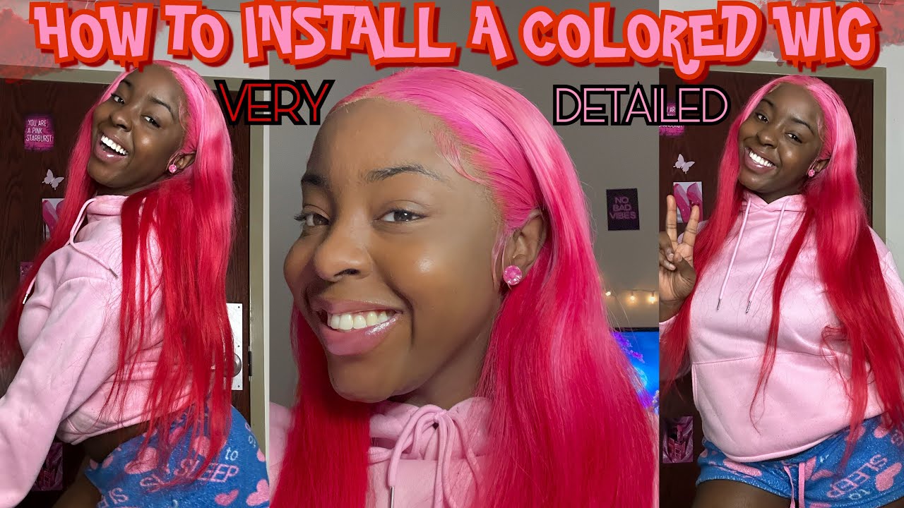 HOW TO install a colored lace front wig + full tutorial *DETAILED ...