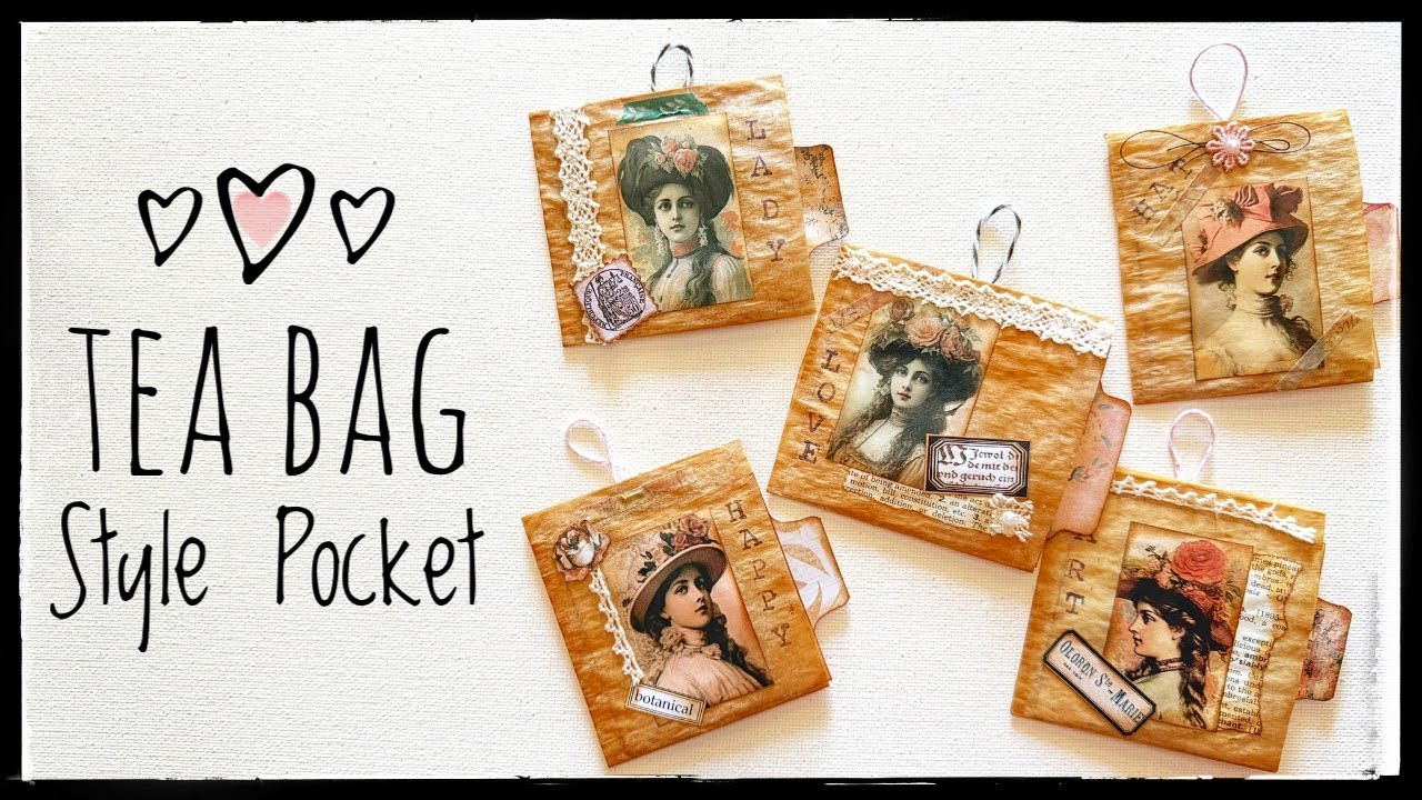 Faux Tea Bag Pocket and Tag - Tutorial - YouTube