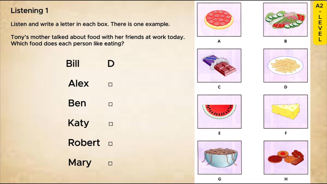 A2 Level – English Listening Practice: Match Pictures with Illustrated ...