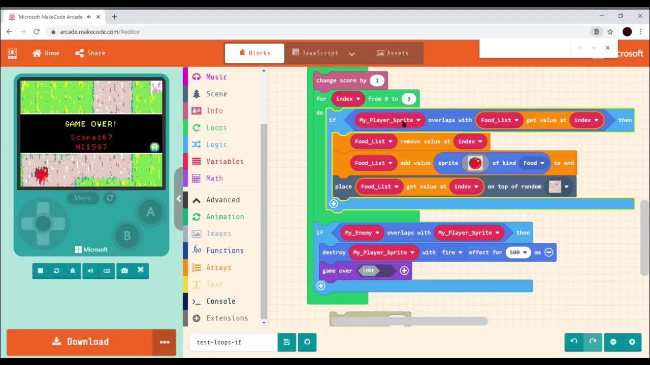 Arcade.makecode.com - Introduction to Using Lists and Debugging by Isolating Code - ENGR 2304 ...