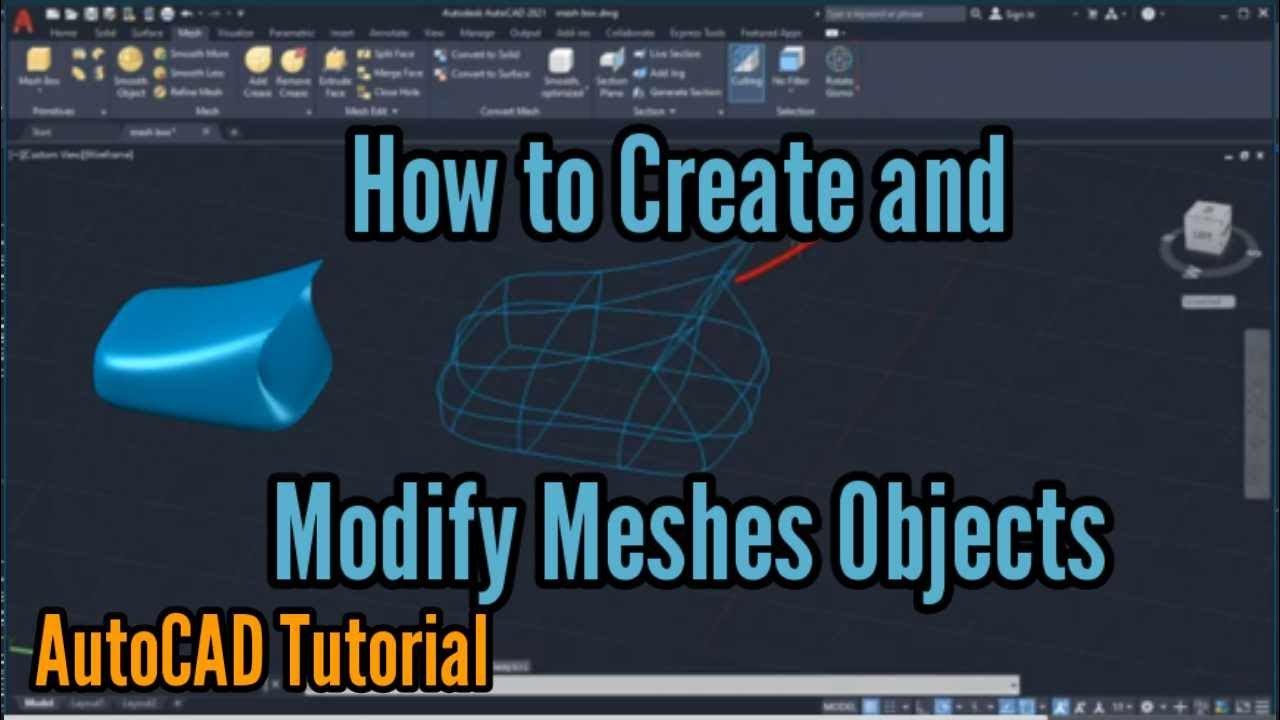 AUTOCAD TUTORIAL CREATE AND MODIFY MESHES OBJECTS - YouTube