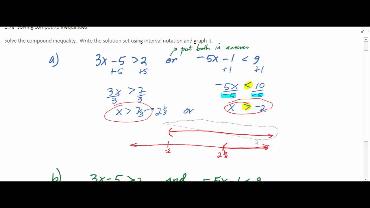 1 7e Solving compound inequalities - YouTube
