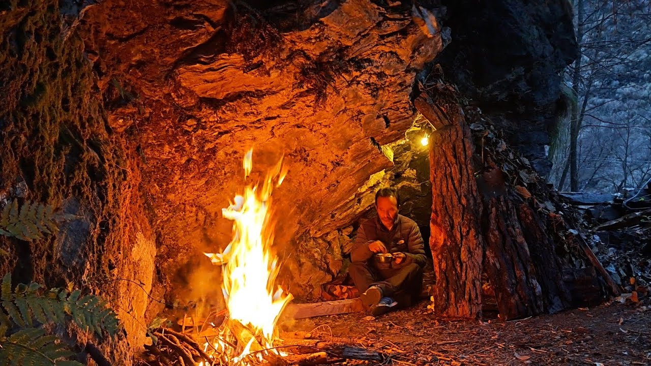 I Built the PERFECT Cliff Cave Shelter for Wilderness Survival! - YouTube
