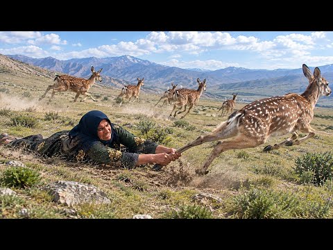 Deer Running Through the Mountains