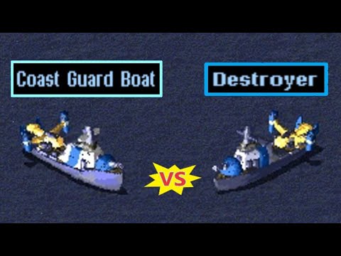 Coast Guard Boat vs Destroyer - Red Alert 2 - YouTube