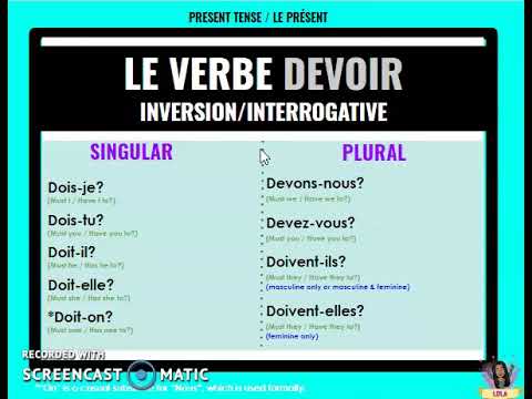 The Verb DEVOIR in the present tense - YouTube